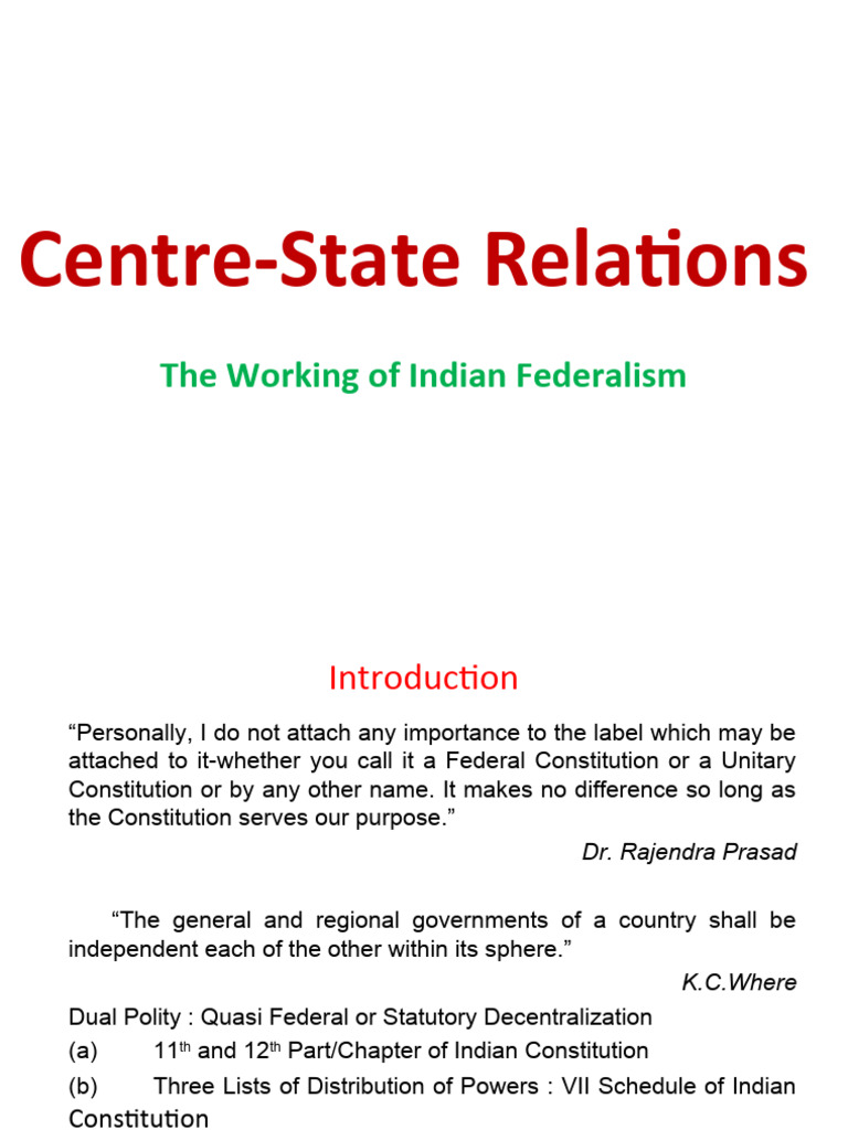 Centre State Relations | PDF | Government | Governance