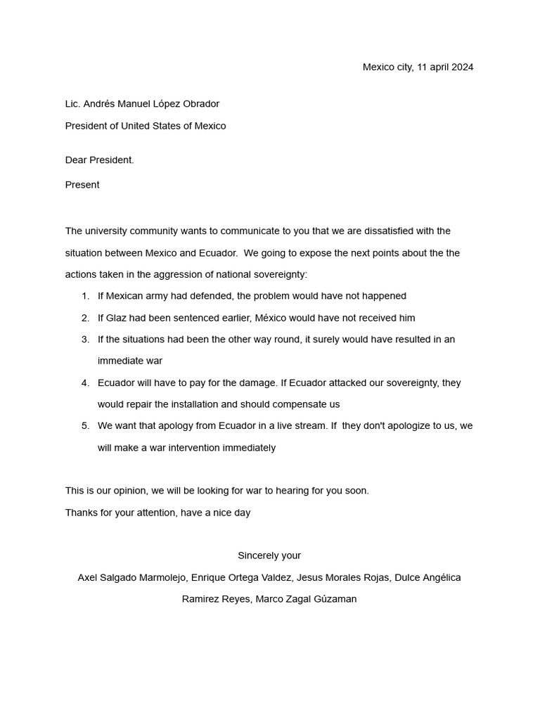 Letter of Mr. President. | PDF | Law