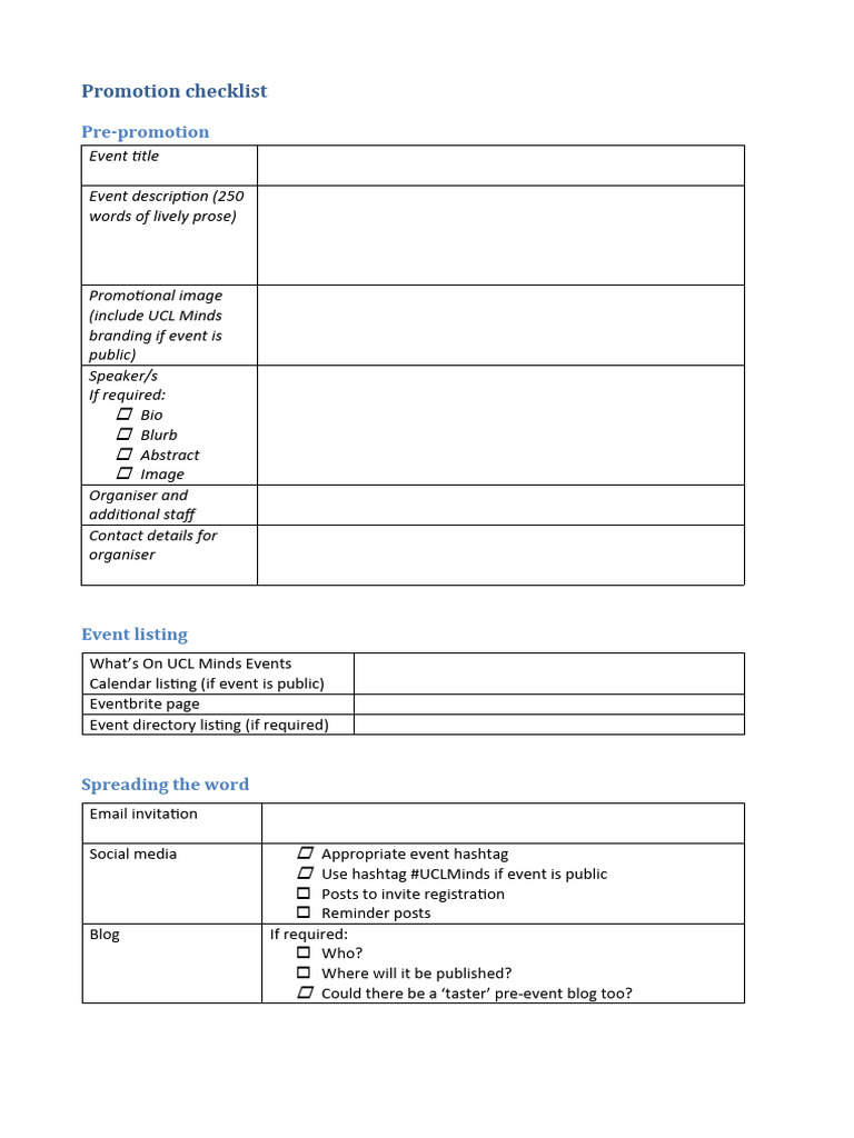 Promotion Checklist | PDF | Mass Media | Imaging