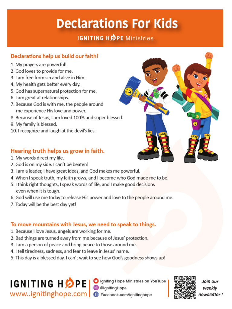 Kids' Faith Declarations Guide | PDF | Self-Improvement