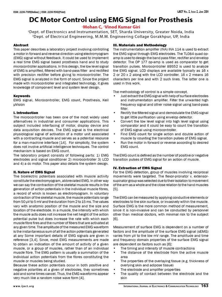 DC Motor Control using EMG Signal | PDF | Electromyography | Amplitude