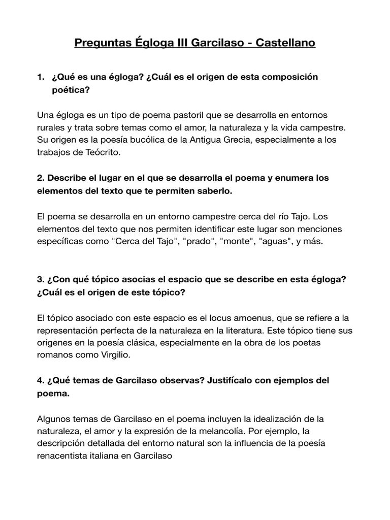 Análisis de la Égloga III de Garcilaso | PDF | Poesía