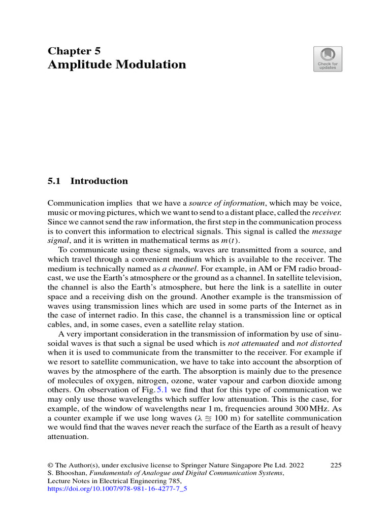 Fundamentals Of Analogue And Digital Communication Systems Springer 2021 Pdf Modulation
