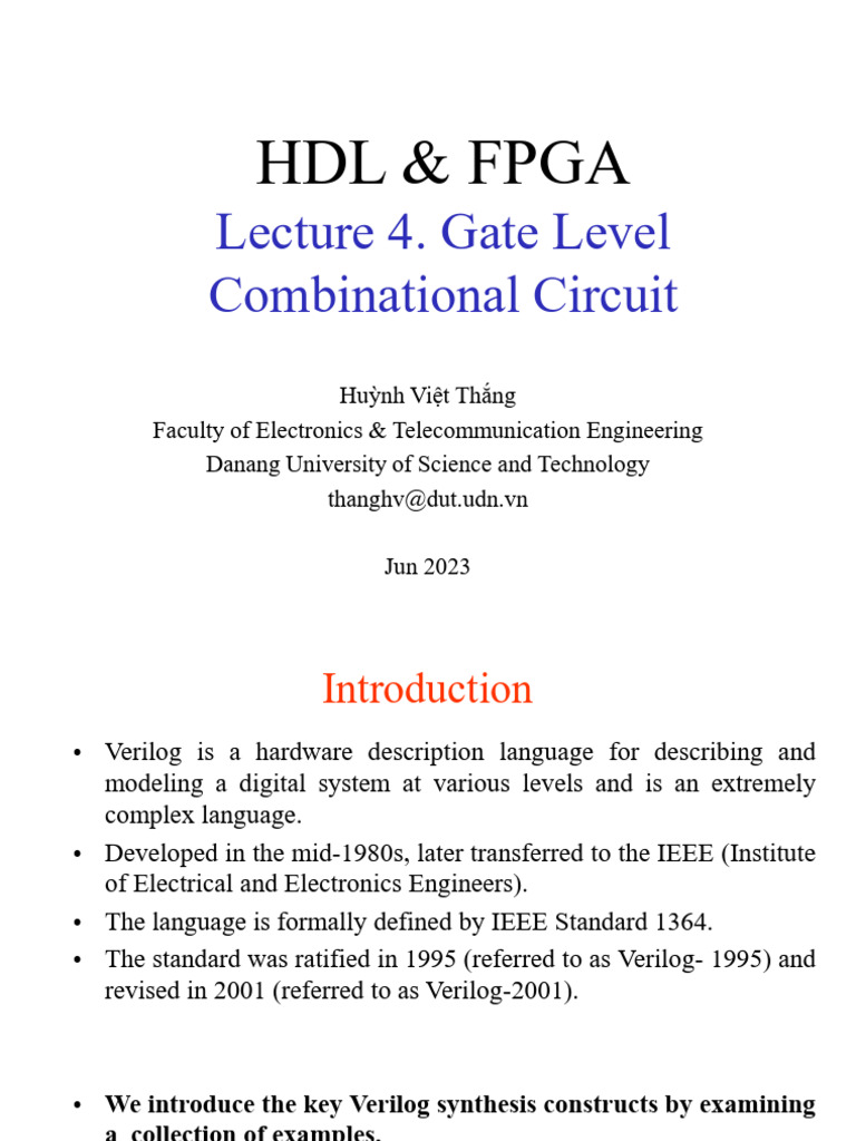 HDL and FPGA Ch04 HVT 2024 Verilog | PDF | Hardware Description Language | Electronics