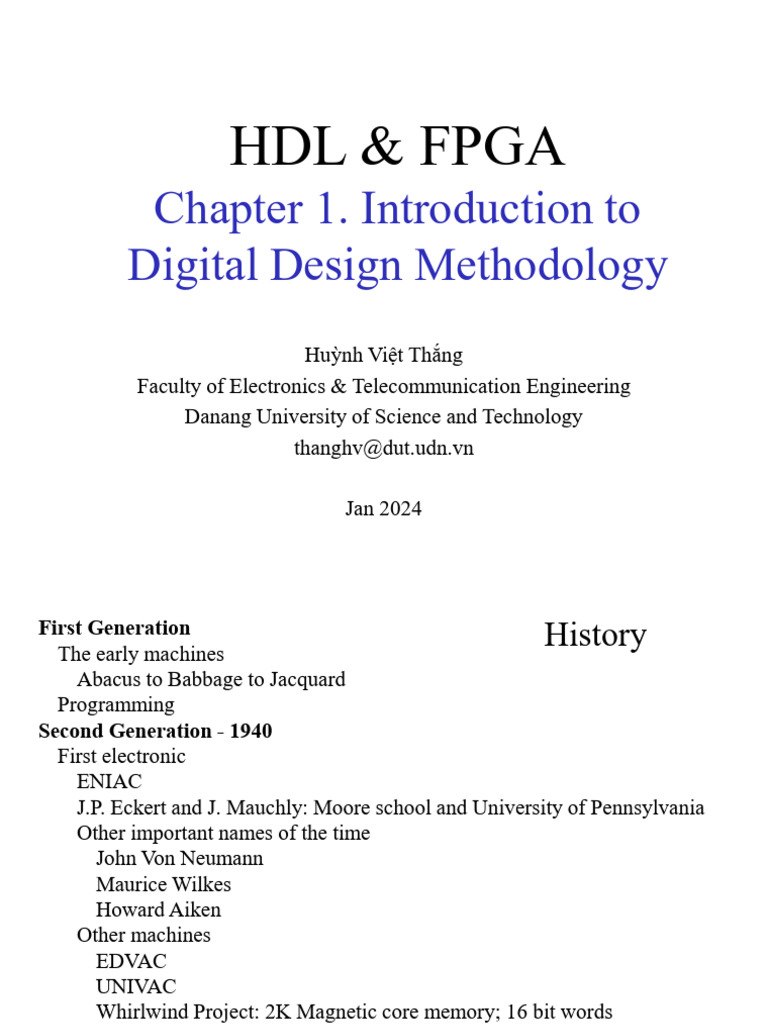 HDL and FPGA Ch01 HVT 2024 DesignMethodology | PDF | Integrated Circuit | Central Processing Unit