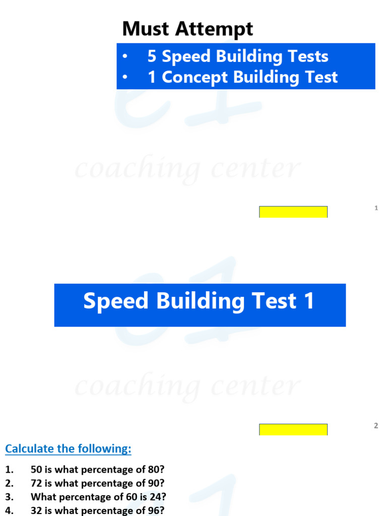 Must Attempt: 5 Speed Building Tests 1 Concept Building Test | PDF