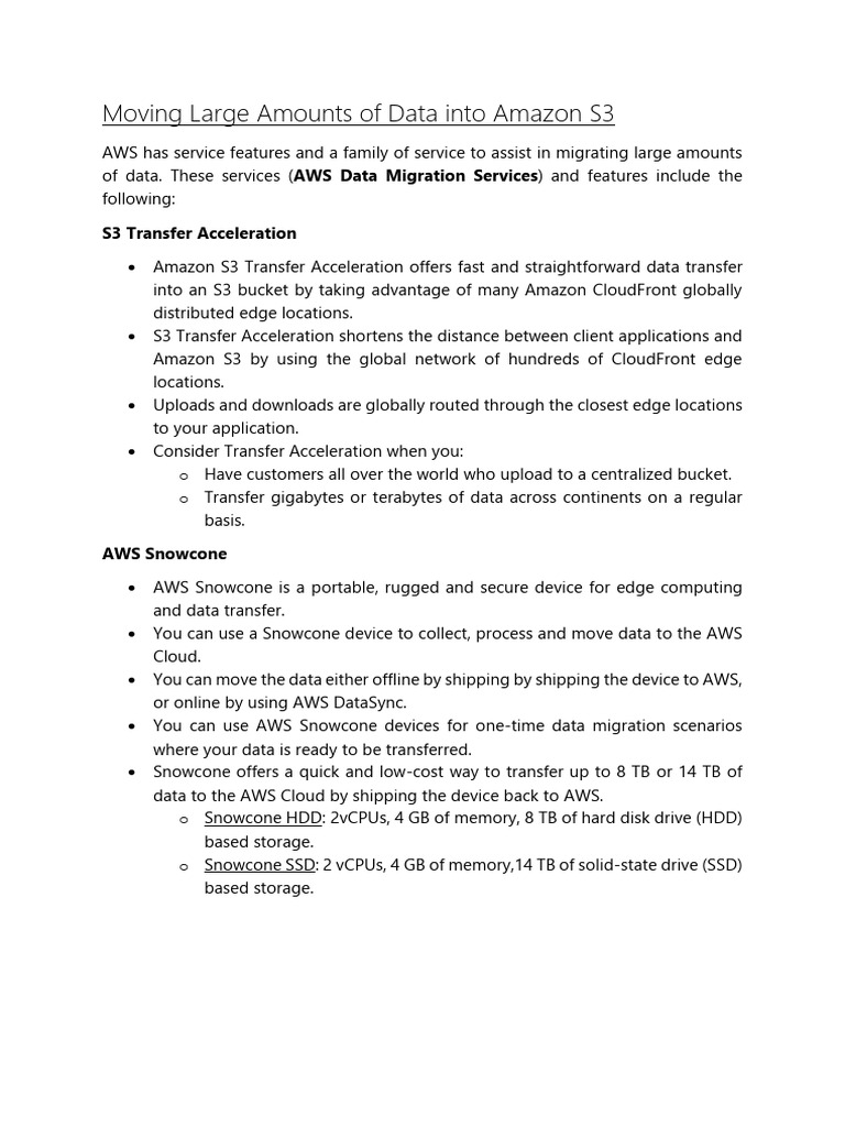 Moving Large Amounts of Data Into Amazon S3 | PDF | Amazon Web Services | Solid State Drive