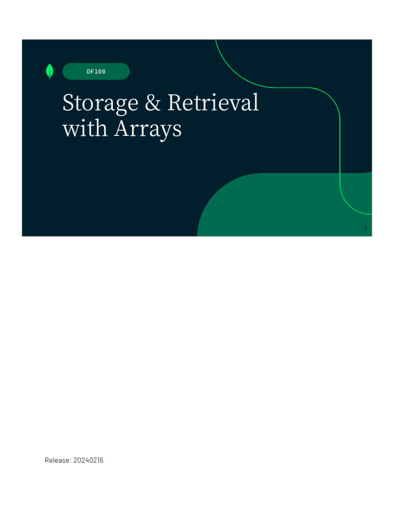 DF100 - 04 - Storage and Retrieval with Arrays | PDF | Mongo Db ... DF100 - 04 - Storage and Retrieval with Arrays | PDF | Mongo Db ...
