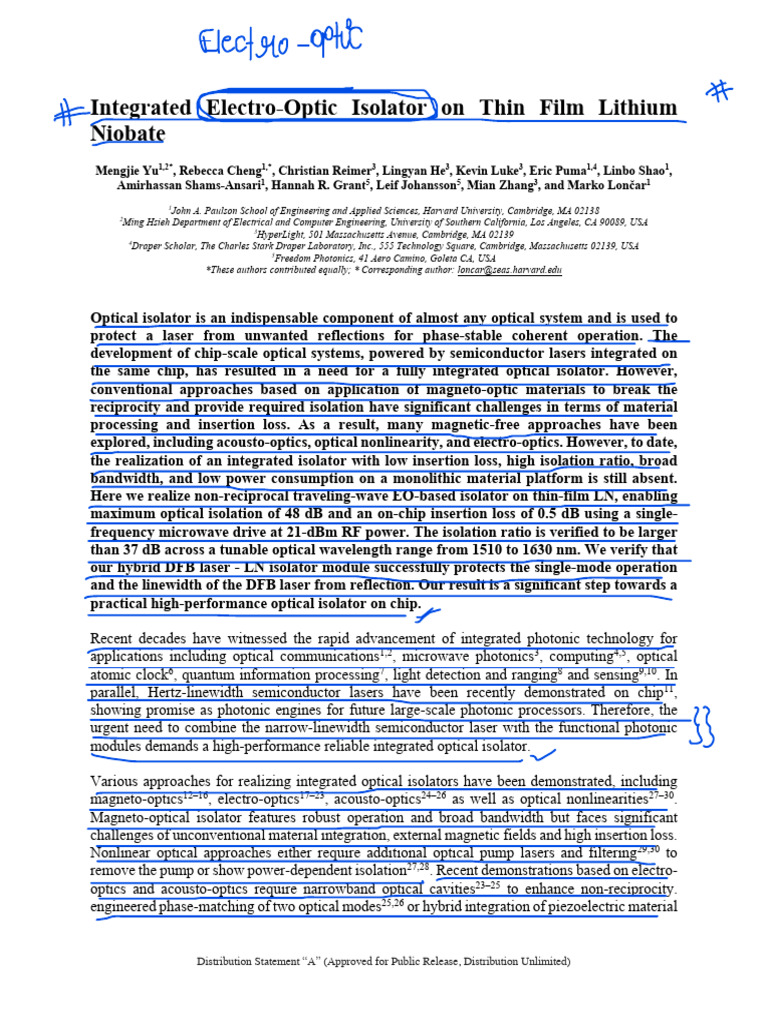Integrated Electro-Optic Isolator on Thin Film Lithium | PDF | Laser ...