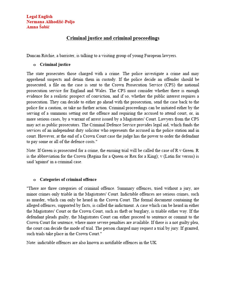 Criminal Justice and Criminal Proceedings | PDF | Prosecutor | Arrest