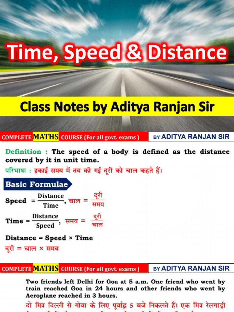 099) Time, Distance and Speed (CLASS NOTES) | PDF