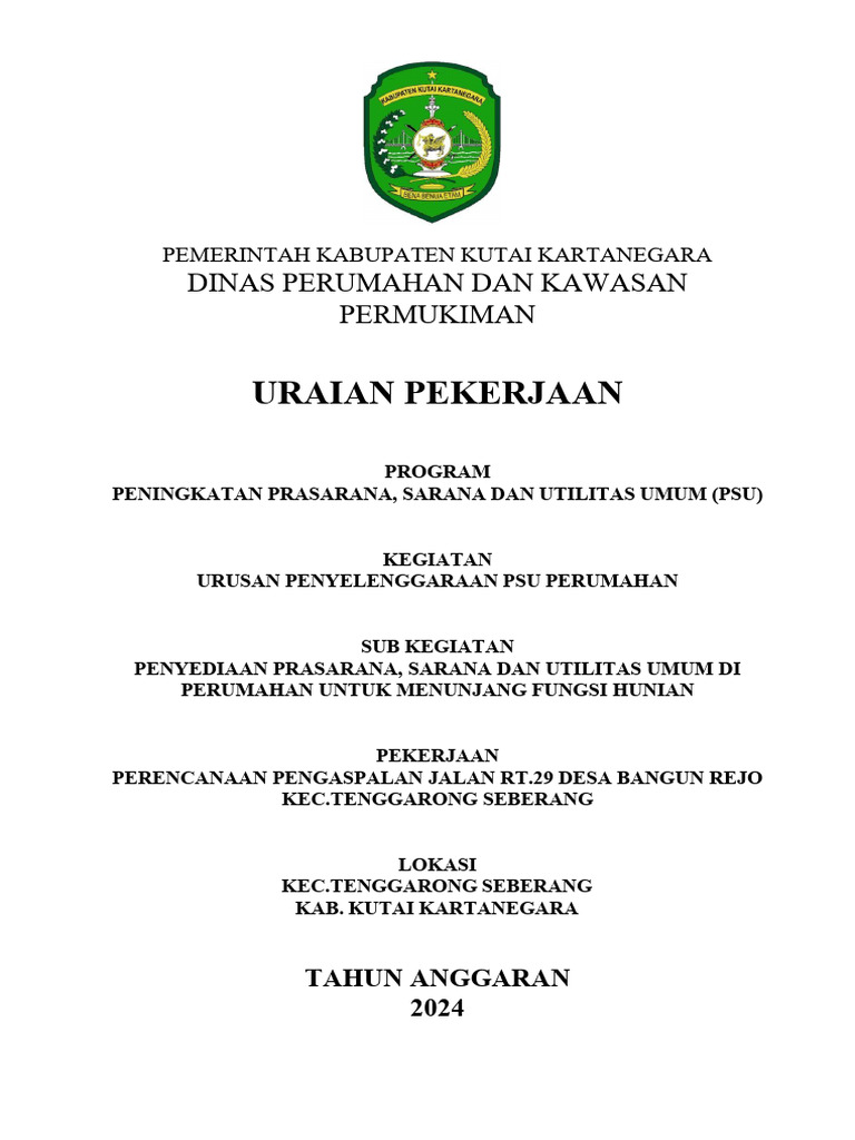 Uraian Pekerjaanprcn Pengaspalan RT.29 Bangun Rejo TGR SBR | PDF | Komputer