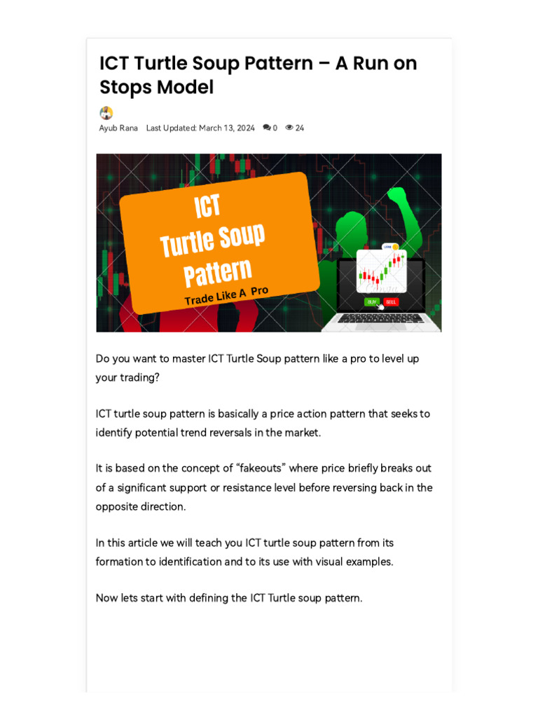 ICT Turtle Soup Pattern - A Run On Stops Model - ICT | PDF | Business ...