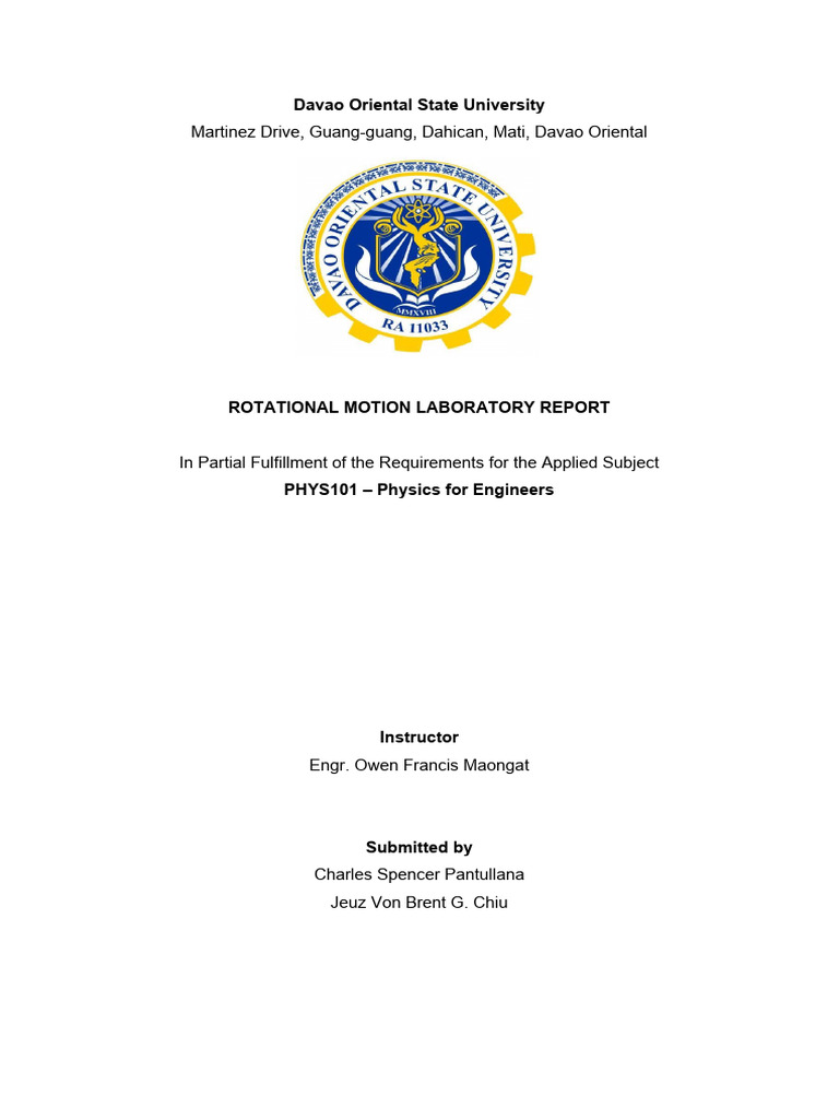 ROTATIONAL-MOTION-LAB-REPORT Chiu | PDF | Pendulum | Experiment