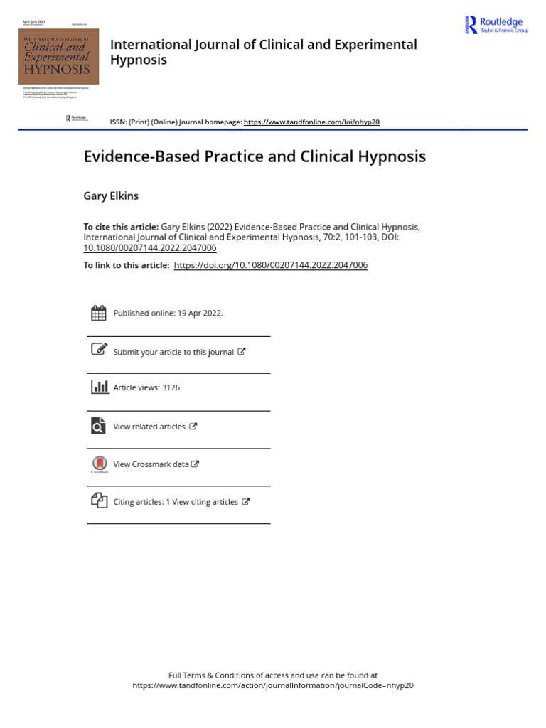 Evidence-Based Practice and Clinical Hypnosis | PDF | Hypnosis ...