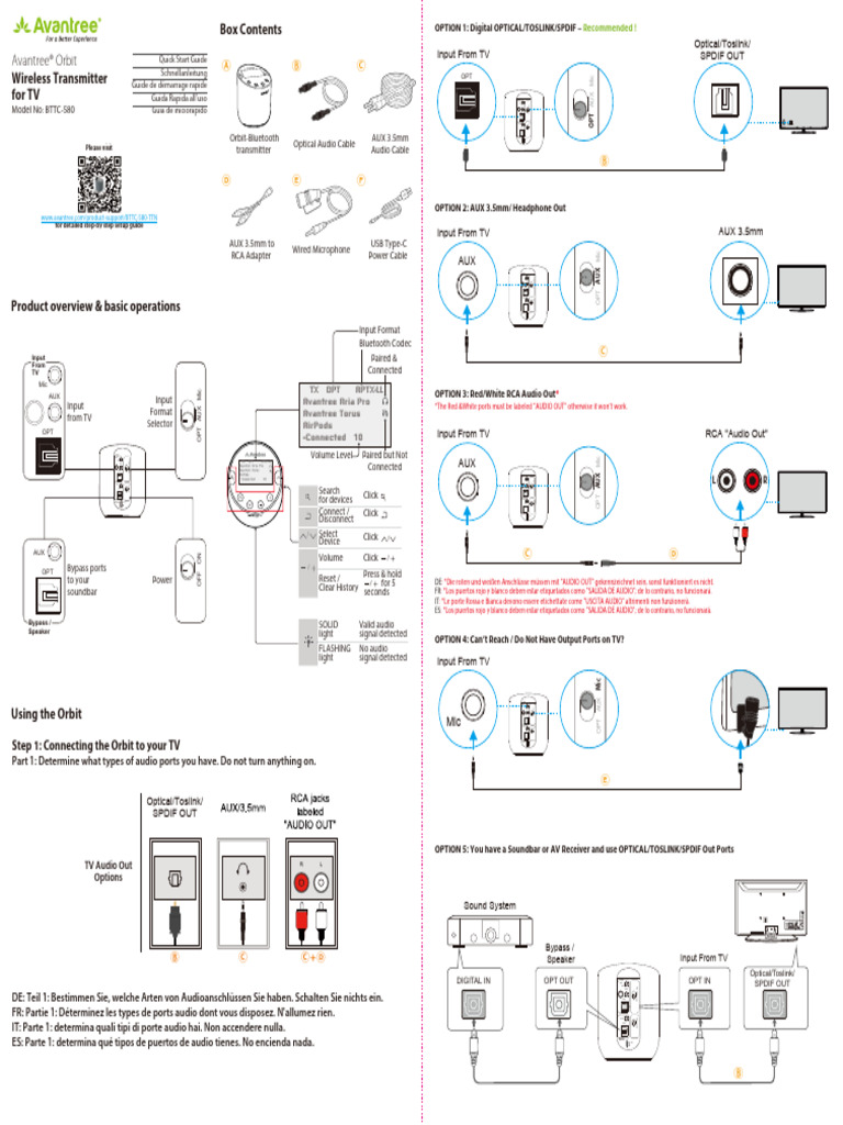 Avantree Orbit Quick Start Guide | PDF | Hdmi | Microphone