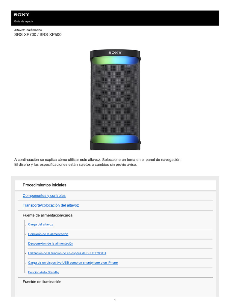 Sony XP-500 | PDF | Bluetooth | Altoparlante