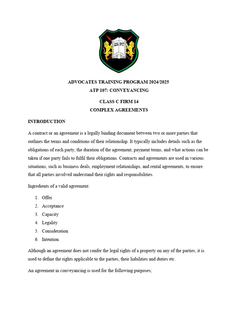 Class C Firm 14 - Complex Agreement | PDF | Conveyancing | Business