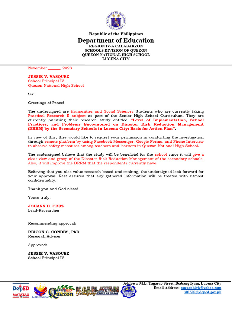 Research Tool Letter To Conduct The Study | PDF | Wellness