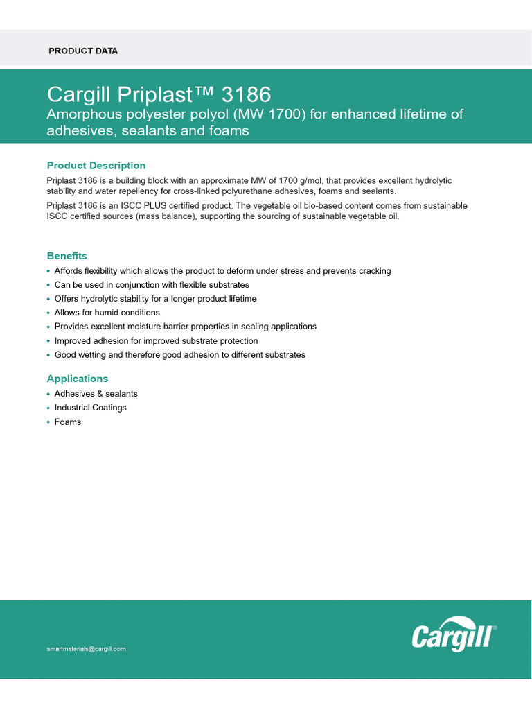 TDS - Priplast 3186 Sept 2022 | PDF | Polyurethane | Materials