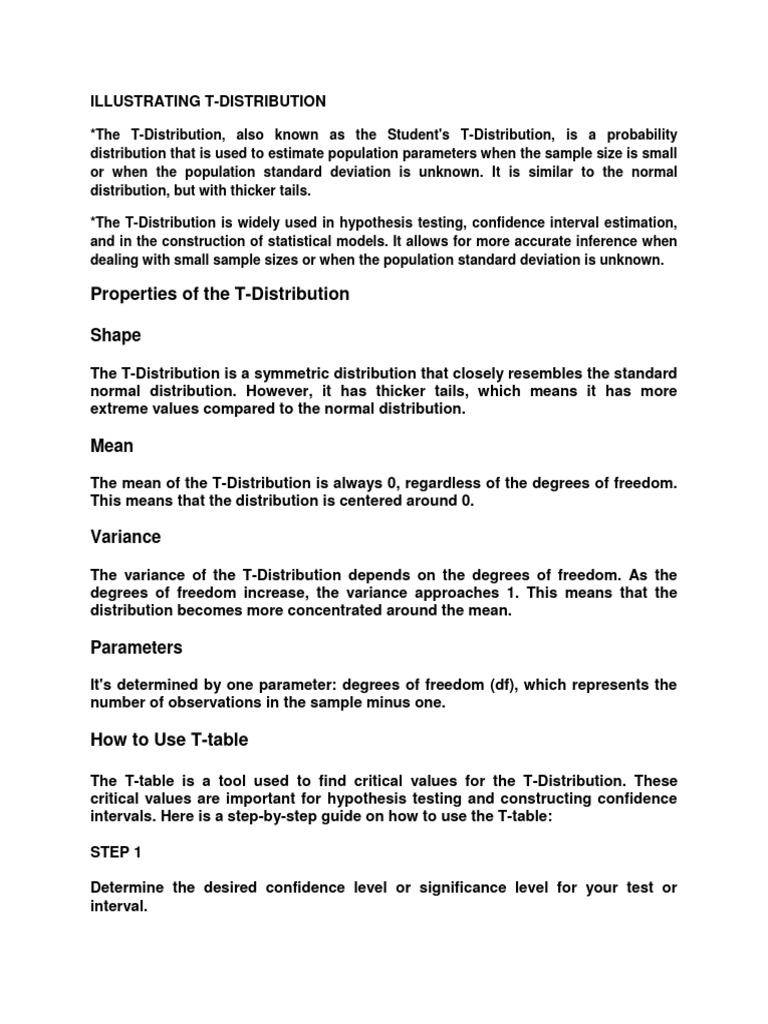 Visual Aid | PDF | Degrees Of Freedom (Statistics) | Sample Size ...