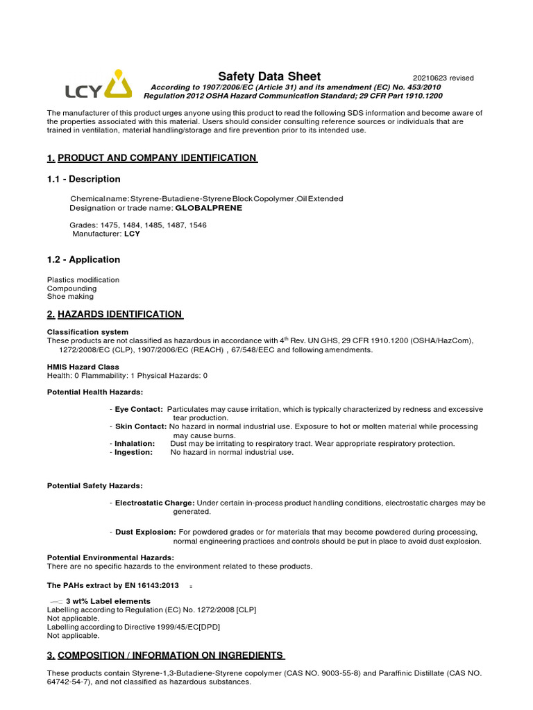 MSDS 1475 | PDF | Hazards | Personal Protective Equipment