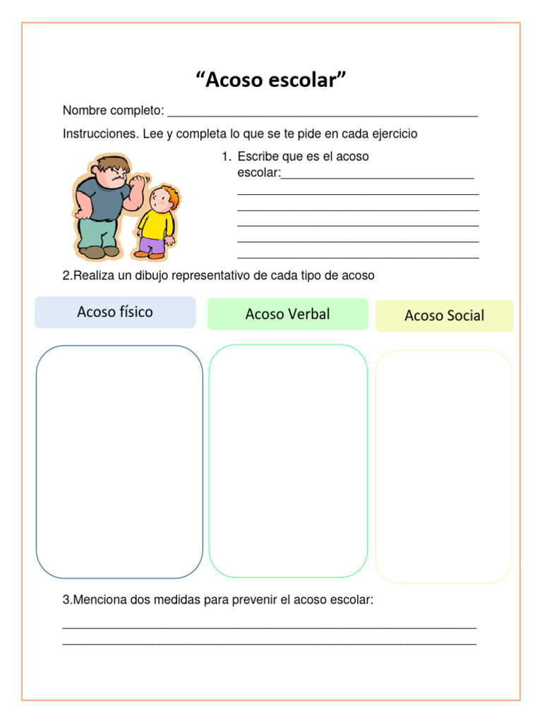 Hoja de Trabajo Acoso Escolar | PDF