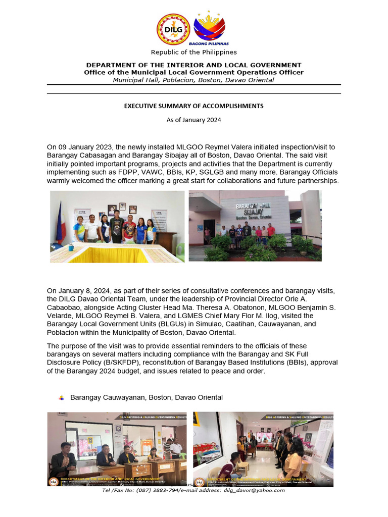 Accomplishment Report | PDF | Government