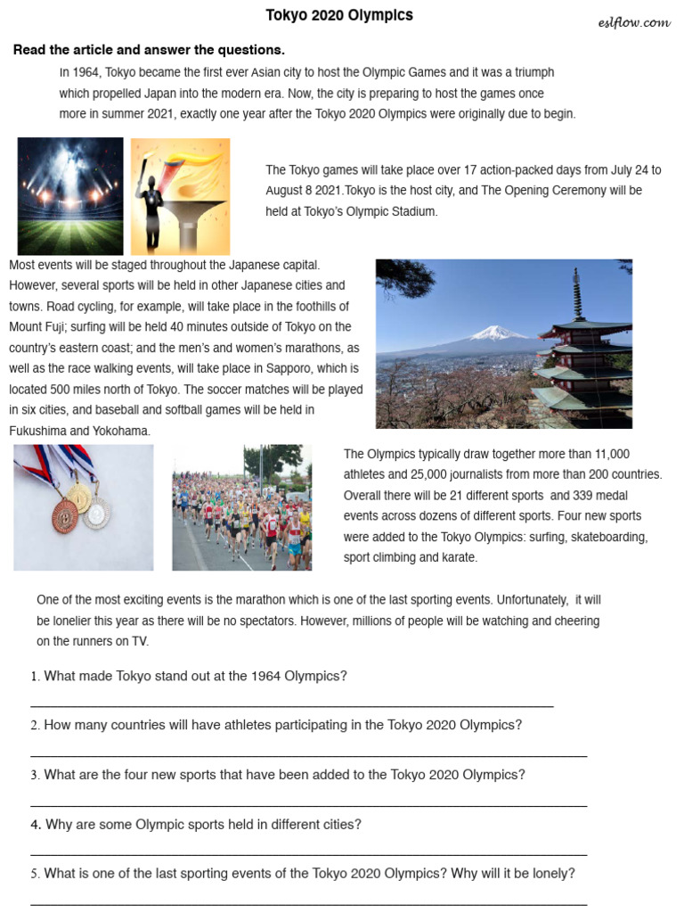 Tokyo 2020 Olympics Reading Comprehension | Download Free PDF | Tokyo ...