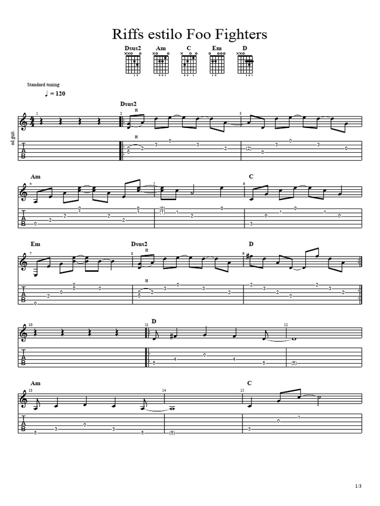 Riffs Estilo Foo Fighters | PDF