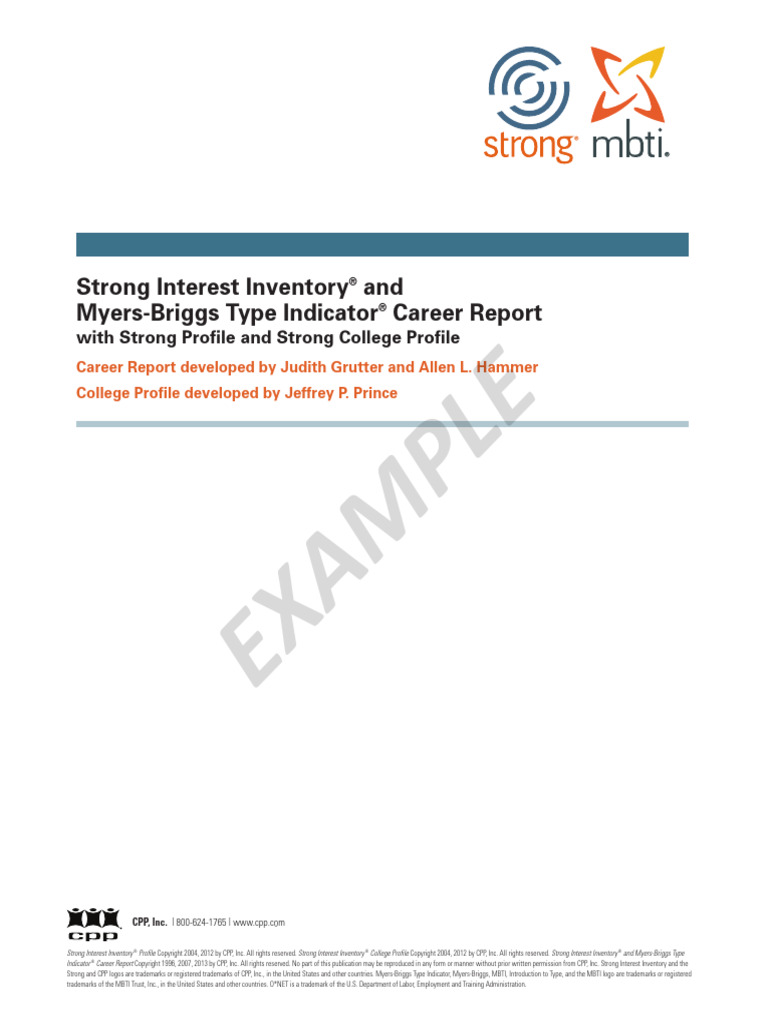 Strong & MBTI Sample Report | PDF | Leadership | Learning