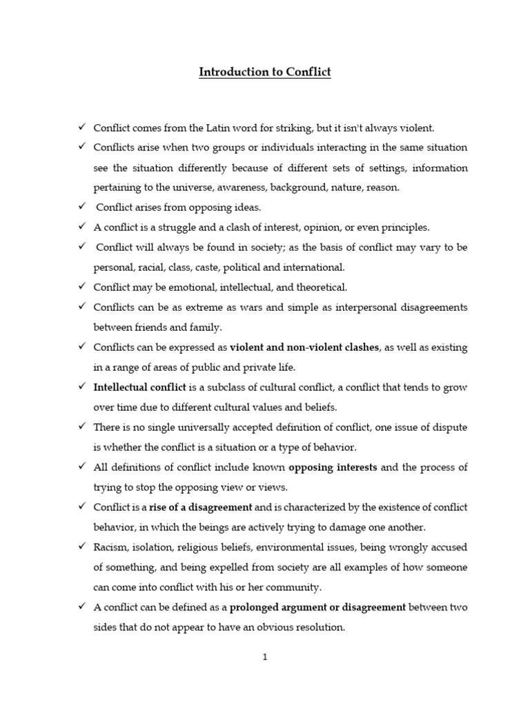 Definition of Conflict | PDF | Conflict (Process) | Psychology