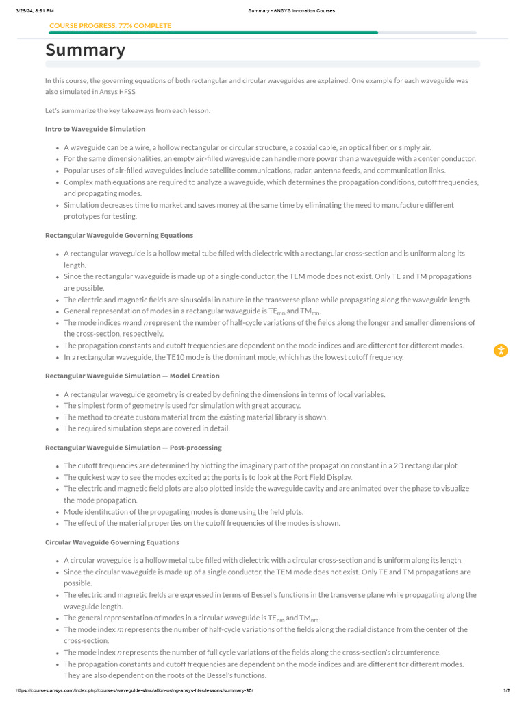 Summary - ANSYS Innovation Courses | PDF | Waveguide | Physical Phenomena