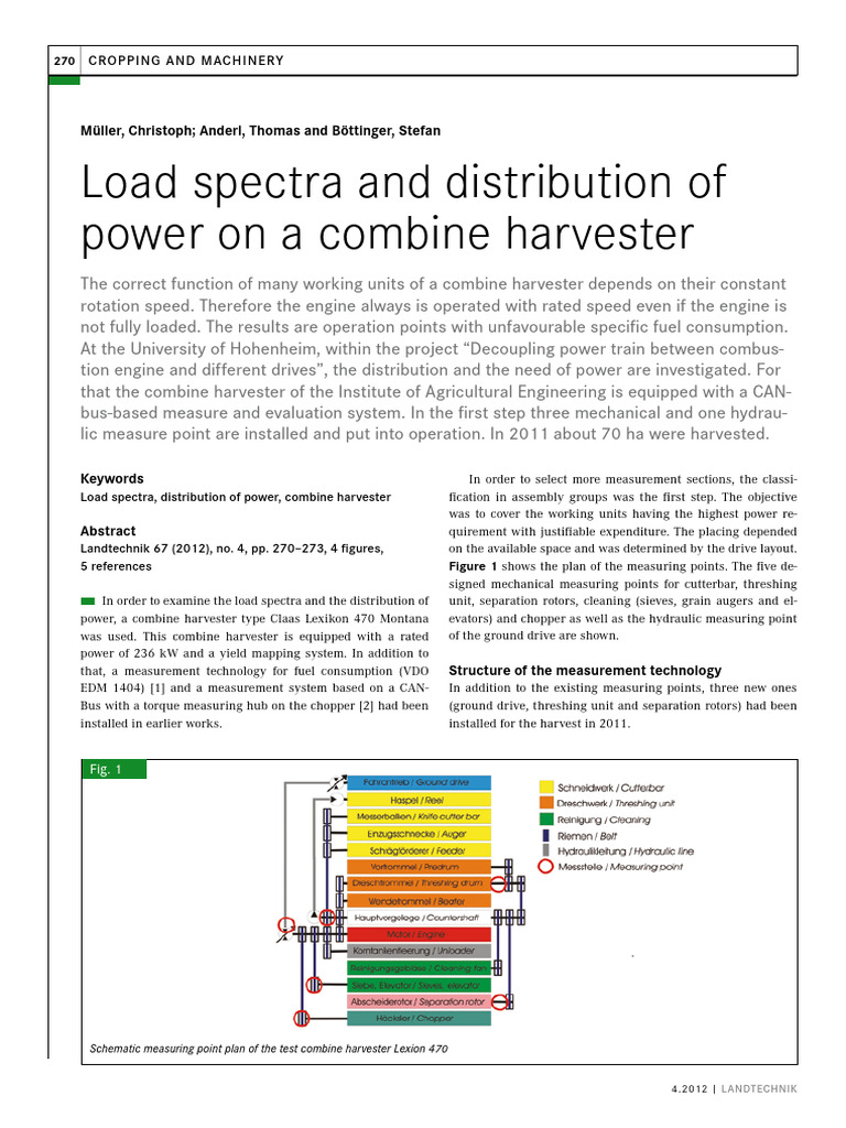 308-447-1-PB (Load Spectra and Distribution of Power On A Combine Harvester) | PDF | Helicopter ...