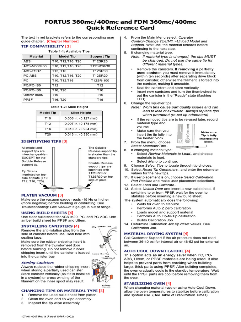 Fortus_360_400mc_Quick_Reference_Guide | PDF | Calibration