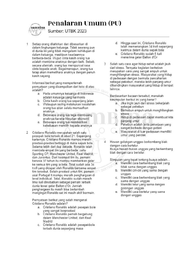 Pu - Utbk 2023 | PDF