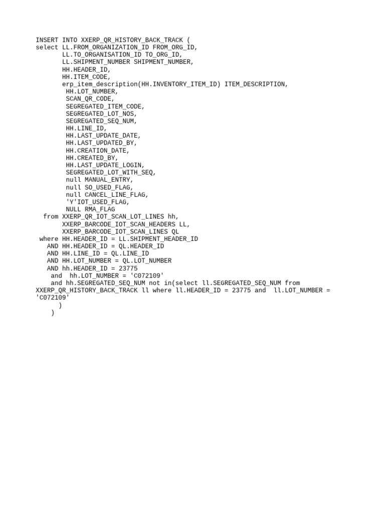 History Table Insert Script | PDF