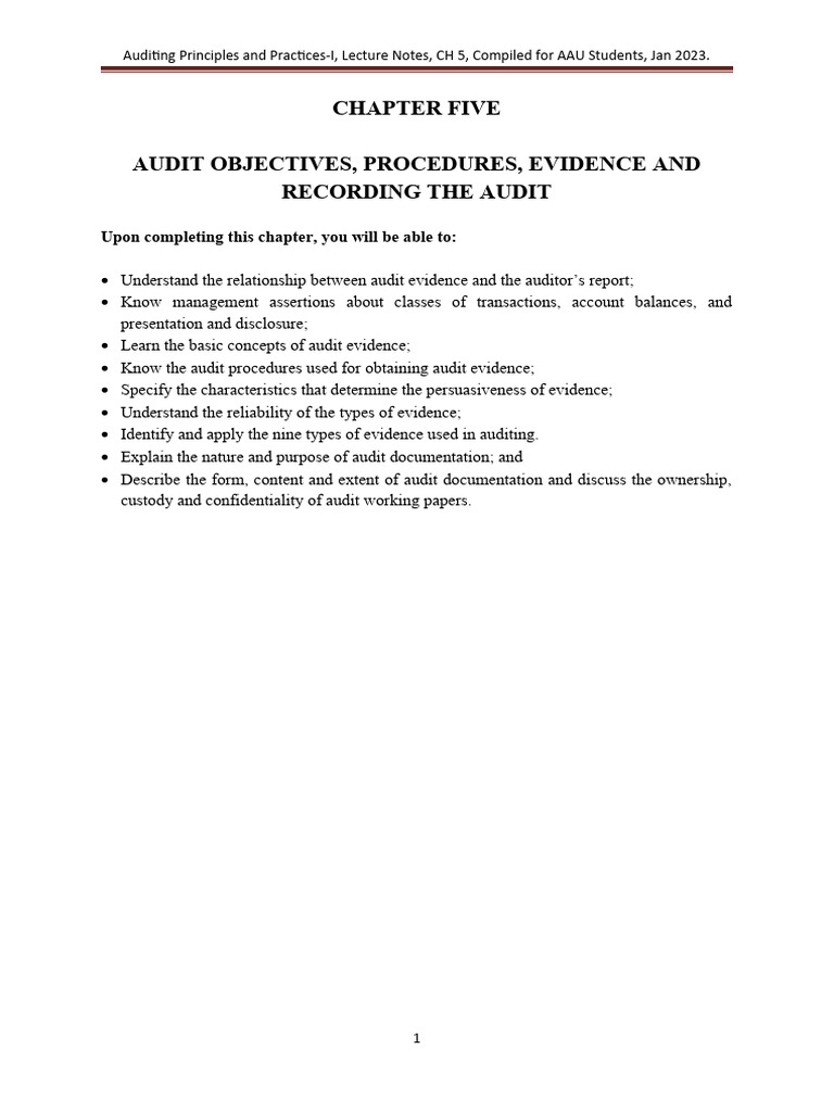 Audit Objectives and Evidence Explained | PDF | Audit | Financial Audit