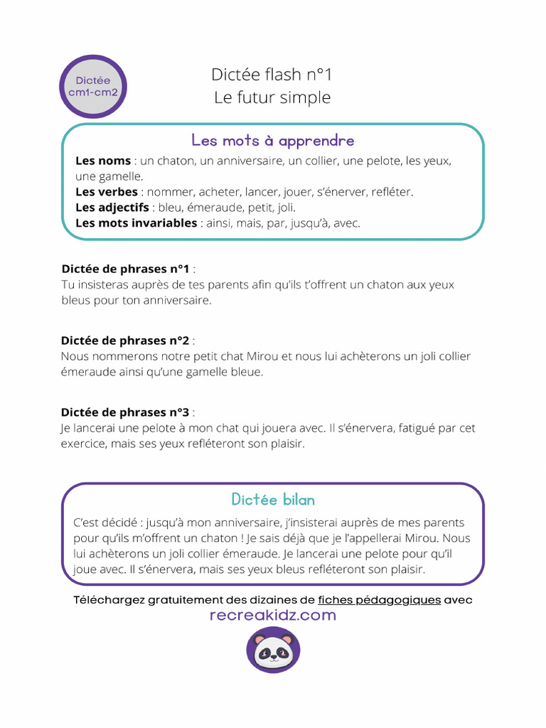 Dictee Flash Cm1 Cm2 | PDF