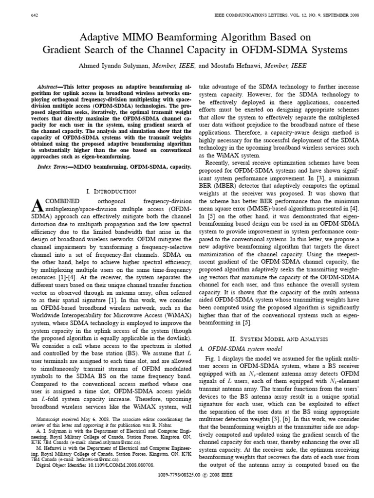Adaptive MIMO Beamforming | PDF | Mimo | Orthogonal Frequency Division Multiplexing