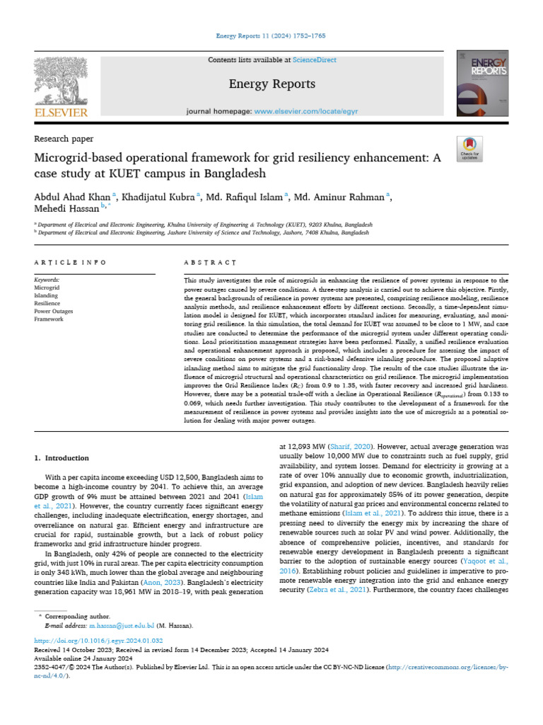 Microgrid Based Operational Framework For Grid Resiliency Enhancement