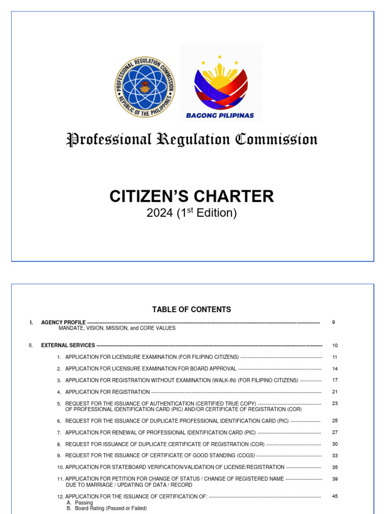 PRC Citizen's Charter 2024 Overview | PDF | Identity Document ...