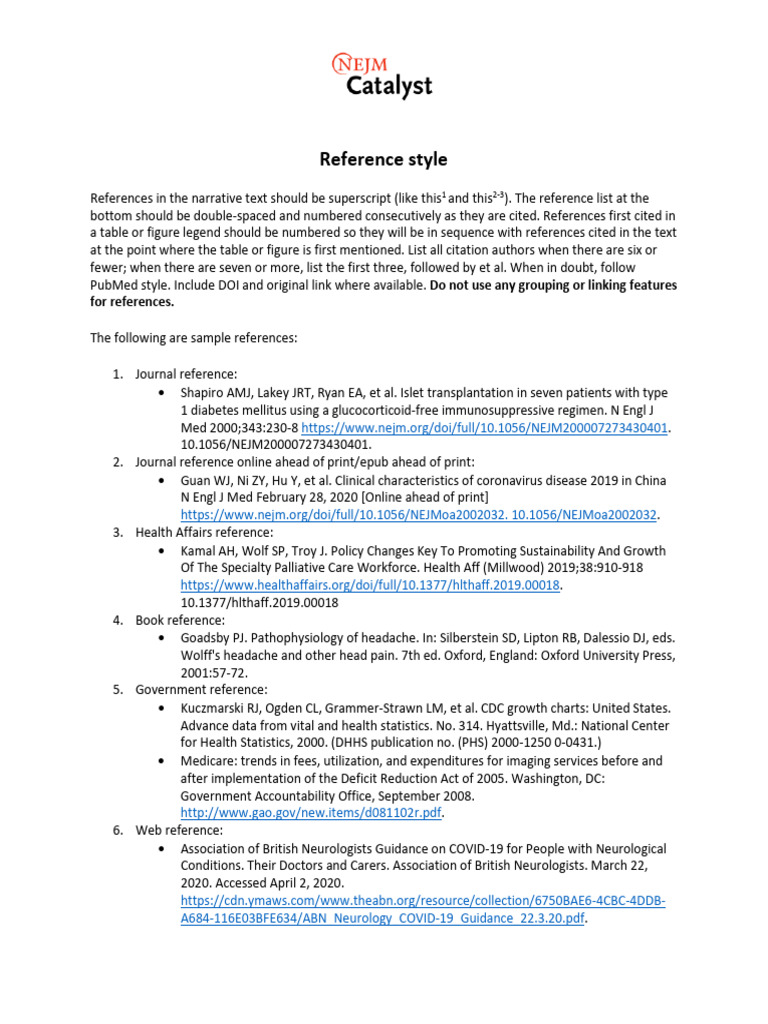 NEJM Catalyst Reference Style | PDF | Neurology | Health Care