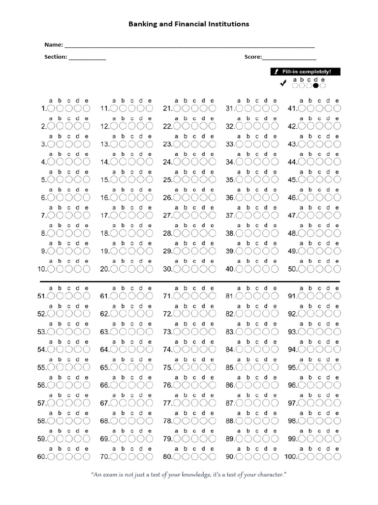 BFI Answer Sheet | PDF