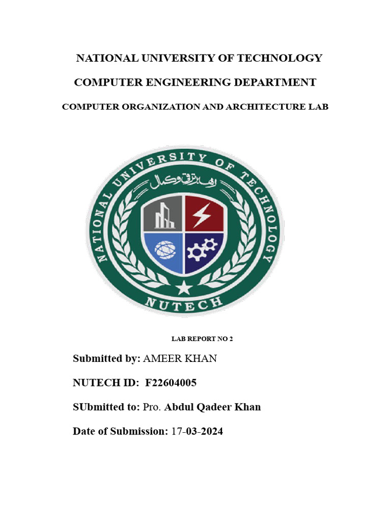 COA Lab 1 | PDF | Electronics | Computer Programming