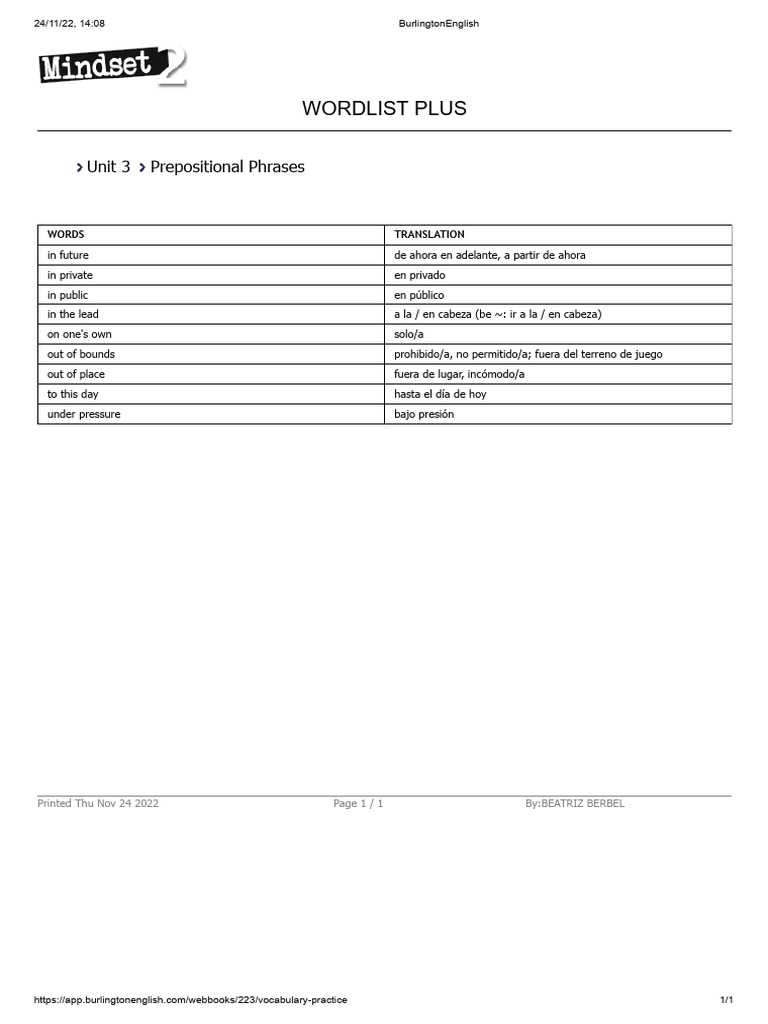 Prepositional Phrases Pdf