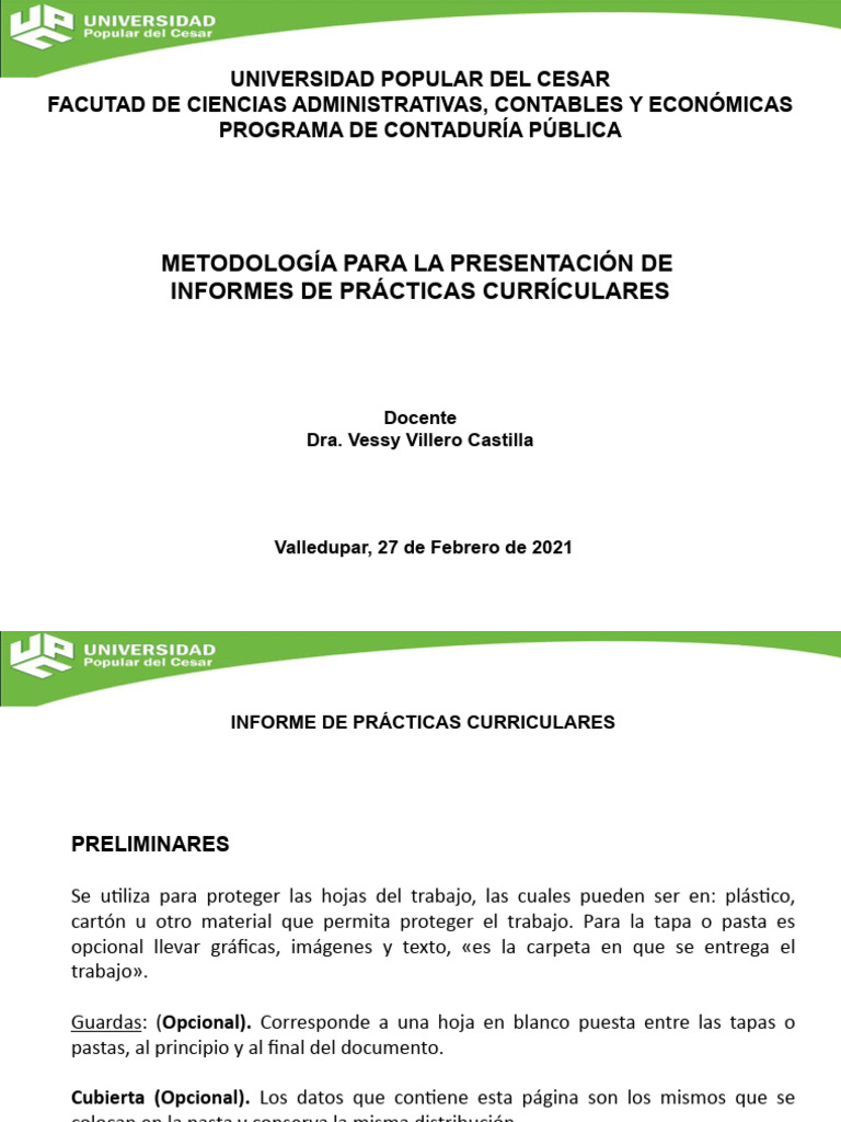 Metodología y Redacción Presentacion de Informes 2021-1 27-02-2021 4pm [Autoguardado] | PDF