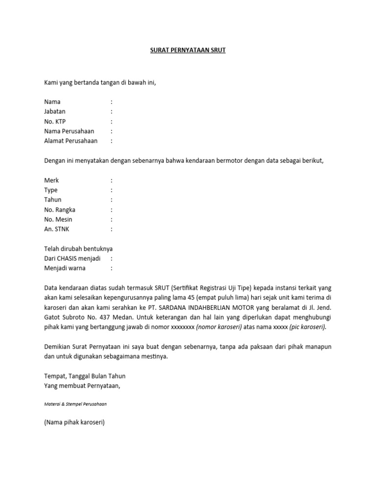 TEMPLATE SURAT PERNYATAAN - Files - SURAT PERNYATAAN SRUT - File Docx ...