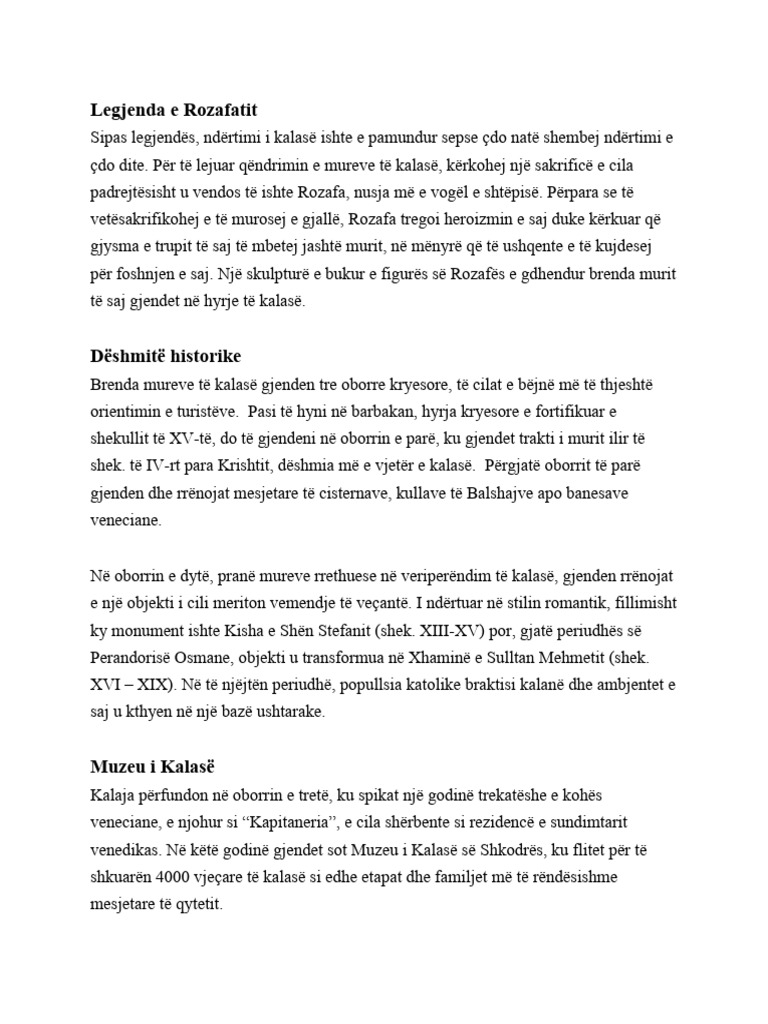 Legjenda e Rozafatit | PDF