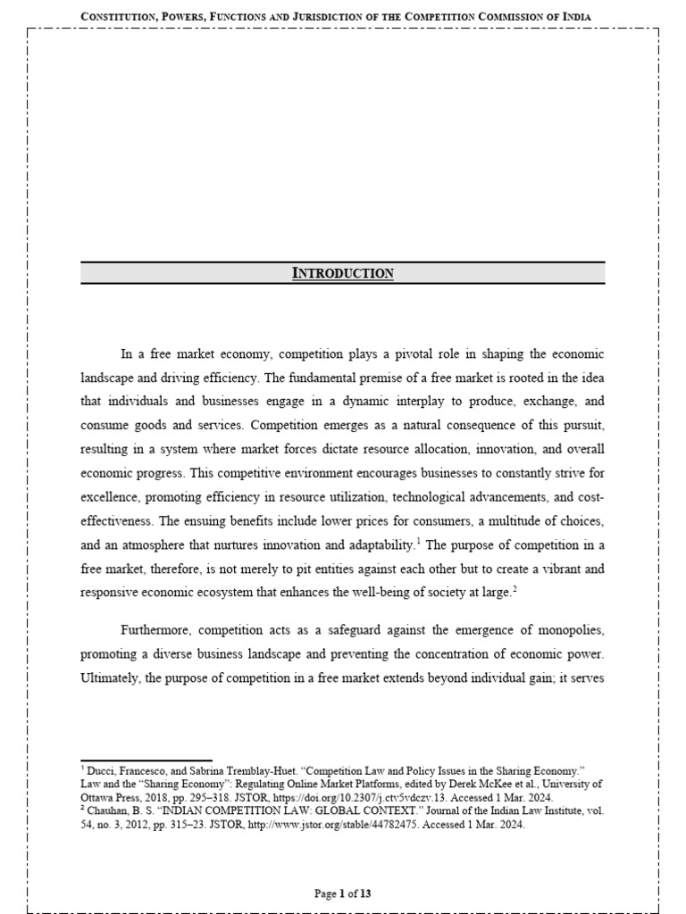 Competition Policy in India: CCI Overview | PDF | Competition Law ...